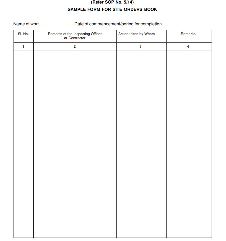 Importance Of Site Order Book In Construction Management