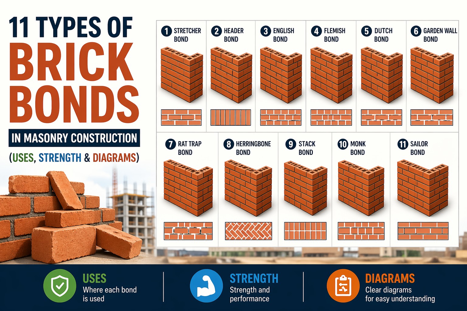 11 Types Of Brick Bonds In Masonry Wall Construction — CivilEngPro ...